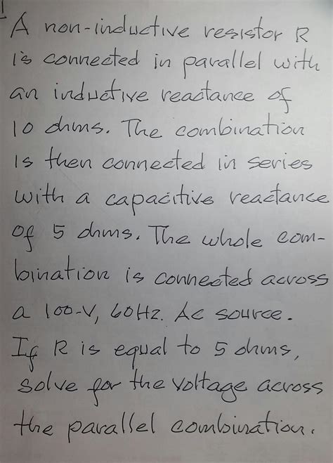 Solved A A Non Inductive Resistor R Is Connected In Parallel