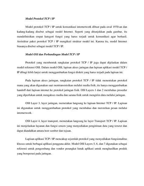Model Protokol TCP IP Dan Model OSI Dan Perbandingan Model TCP IP