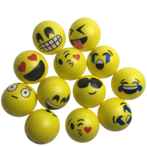12x Emoji Face Stress Balls Bulk Pack 70mm Squeeze Toytension
