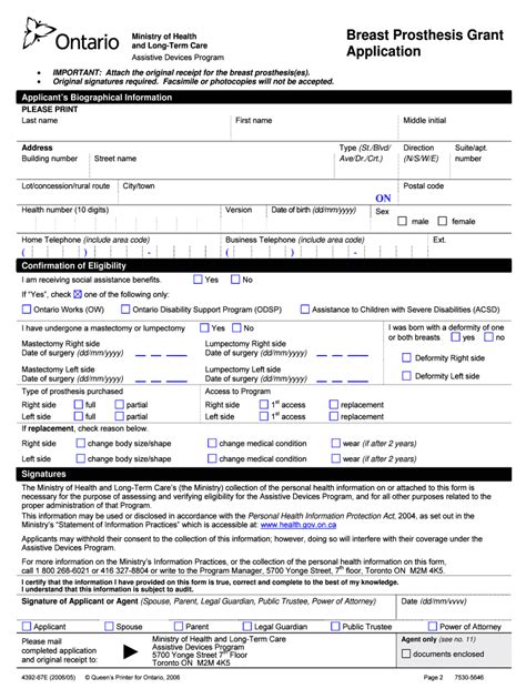 Breast Prosthesis Grant Information Sheet Fill Out And Sign Online Dochub