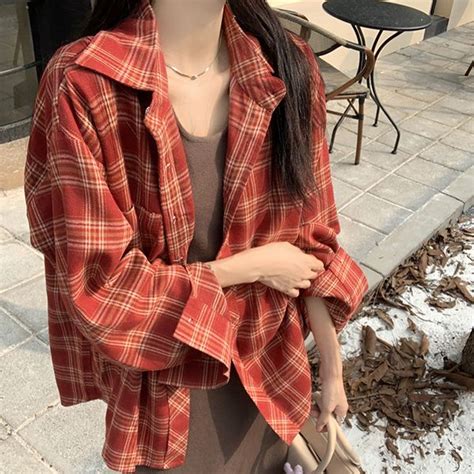 린다걸 Hot ️ 하객룩 결혼식 가을 데일리 데이트 정장블라우스 캐주얼 러블리 오피스룩 가을 겨울 체크 카라 루즈핏 셔츠 남방 124042202