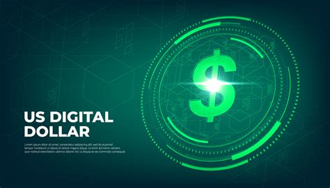 Digital Currency Usa Dollar Sign Us Digital Dollar Futuristic Digital Money On Green Abstract