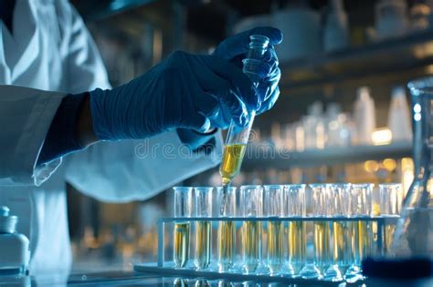 Researcher Using Microscope In Clean Lab Stock Illustration