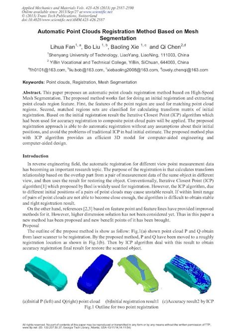 Pdf Automatic Point Clouds Registration Method Based On Mesh