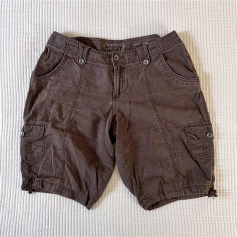 Womens Chocolate Brown Cargo Shorts Size 12 Depop