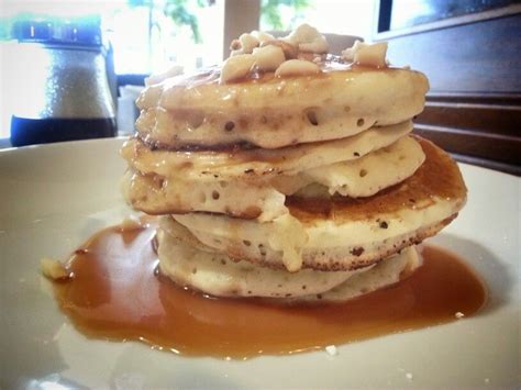 Banana Macadamia Nut Pancakes With Maple And Coconut Syrup In Kauai Hawaii