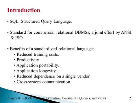 CS 380 Introduction to Database Systems (Chapter 8: SQL-99: Schema ...