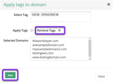 How To Apply Or Remove Tags From Domains