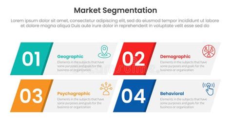 Market Segmentation Framework Analysis Infographic 4 Point Stage Template With Skew Rectangle