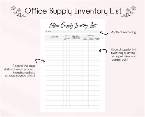 Supply Inventory List Office Organization Office Supply Inventory Templates Inventory Tracker