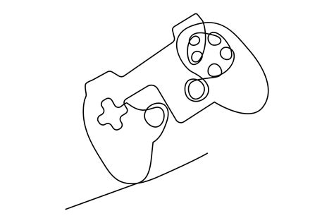 Continuous One Line Drawing Of Game Stick Joystick Gaming Controller Outline Vector