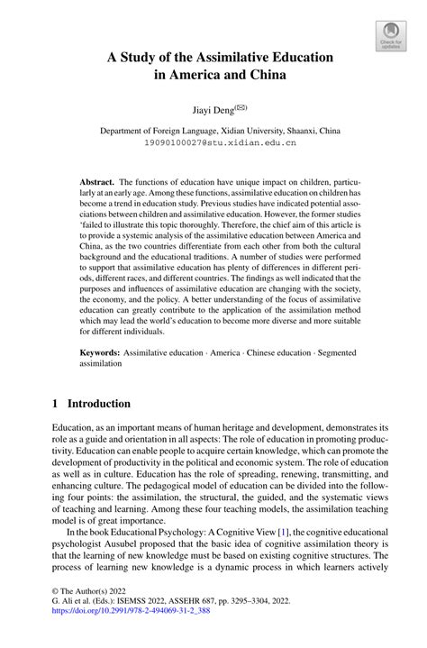 Pdf A Study Of The Assimilative Education In America And China