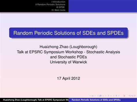 Random Periodic Solutions Of Sdes And Spdes