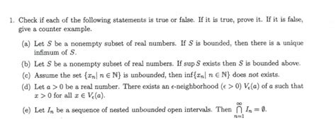 solved 1 check if each of the following statements is true