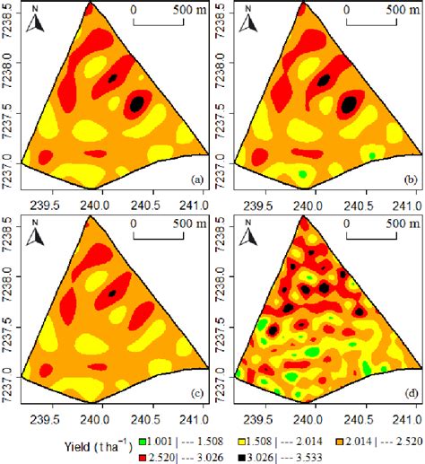 Soybean Yield Maps T Ha −1 A Using The Genton Semivariance