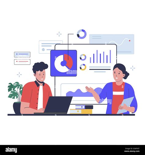 Business Team Analytics Concept Illustration Data Analysis And Statistics Vector Flat