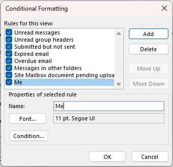 Outlook Conditional Formatting Misty Tips