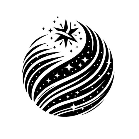 Stylized Black And White Orbital Featuring A Central Starburst Swirling Lines And Stellar