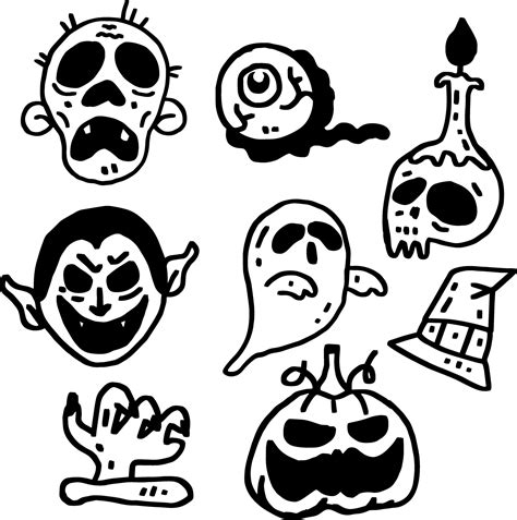 Hand Drawwn Cute Ghost And Monster For Halloween 29319626 Vector Art At Vecteezy