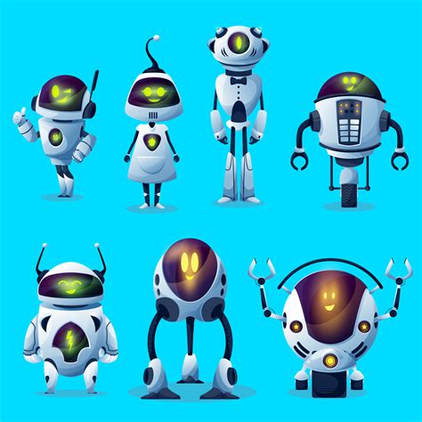 Robots Cartoon Cyborg Monsters Android Bot Toys 23485729 Vector Art At Vecteezy