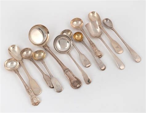 Assorted Antique Sterling Silver Condiment Spoons And Ladles Collection Condiment And Cruet Sets
