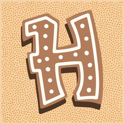 Premium Vector Christmas Gingerbread In The Shape Of A Letter H With White Icing Doodle