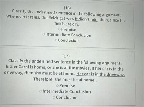 16 Classify The Underlined Sentence In The