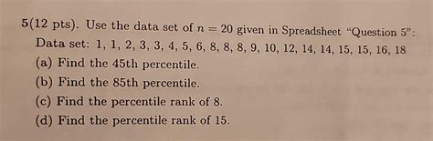 solved 5 12 pts use the data set of n 20 given in