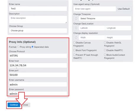 proxy settings configuration in logii browser