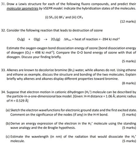Solved 31 Draw A Lewis Structure For Each Of The Following