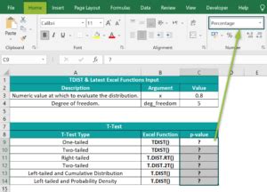 TDIST Excel Function Formula Examples How To Use