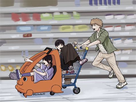 Denji Pochita Mitaka Asa And Nayuta Chainsaw Man Drawn By Goldenpenhd Danbooru