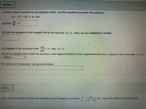 solved details a curve is given implicitly by the equation