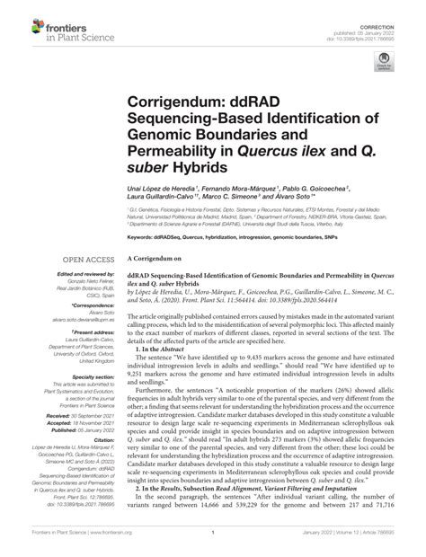 Pdf Corrigendum Ddrad Sequencing Based Identification Of Genomic