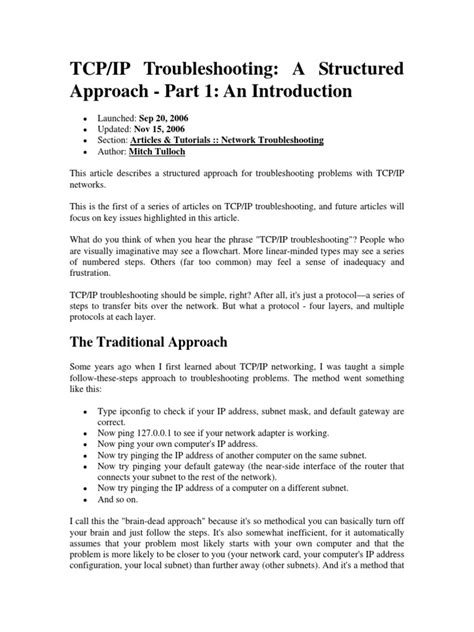 tcp ip troubleshooting part 1 pdf internet protocol suite