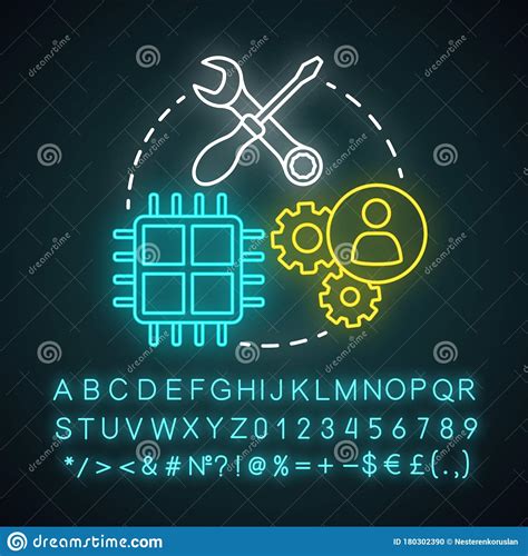 Technician Lifestyle Neon Light Concept Icon Computer Repair Idea