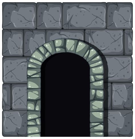 흰색 바탕에 만화 스타일의 돌 아치 프리미엄 벡터