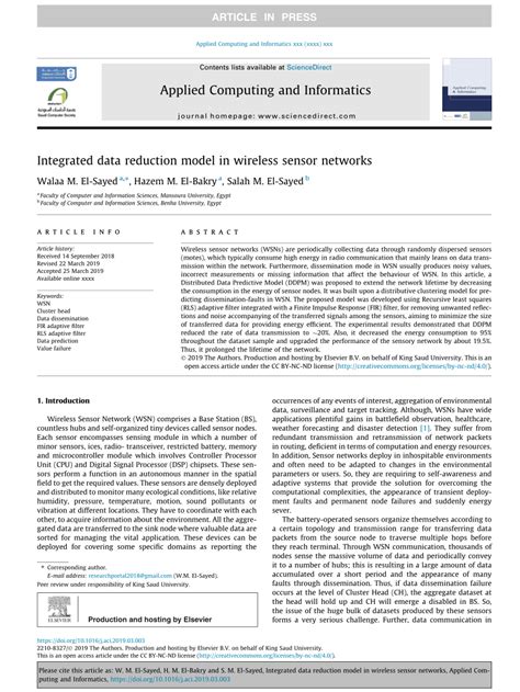 pdf integrated data reduction model in wireless sensor networks