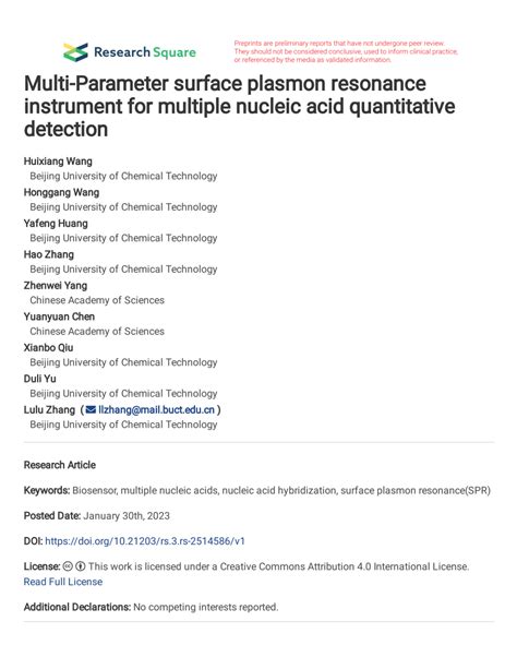 Pdf Multi Parameter Surface Plasmon Resonance Instrument For Multiple