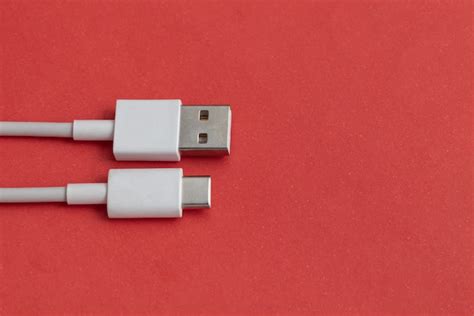 Free Photo USB Cable Type C Over Red Background