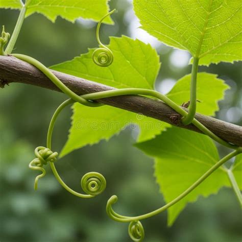 The Tendrils Are Coiled Tightly Around The Branch Displaying A Spiral