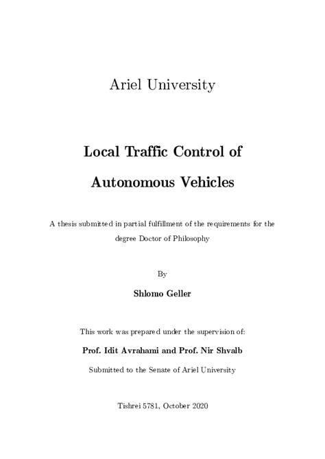 pdf local traffic control of autonomous vehicles