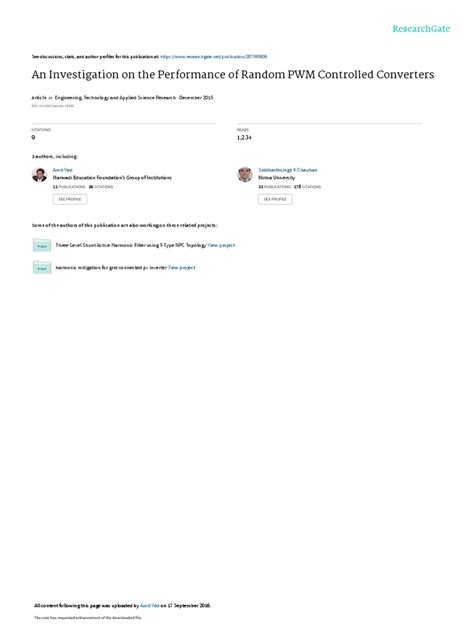 An Investigation On The Performance Of Random Pwm Controlled Converters
