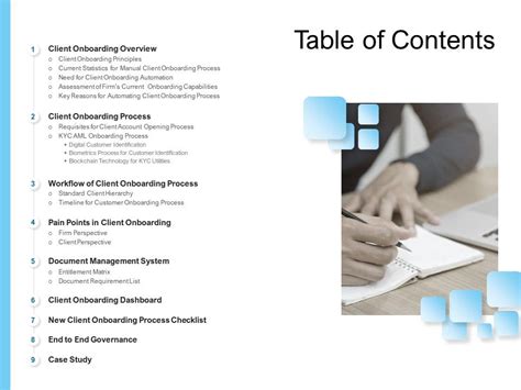 Digital Transformation Of Client Onboarding Process Table Of Contents Presentation Graphics