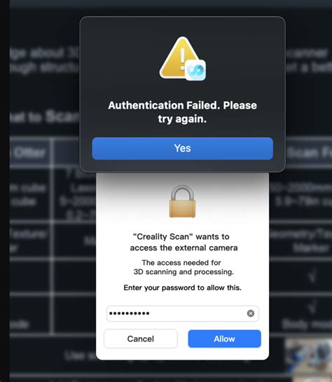 Crealityscan Software Authentication Failed Macbook Pro Intel
