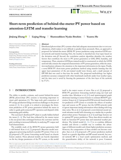 pdf short‐term prediction of behind‐the‐meter pv power based on