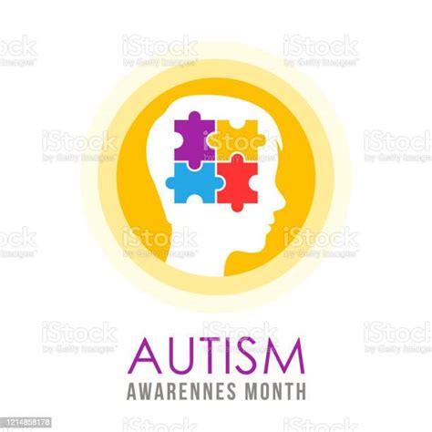 세계 자폐증의 날 4월 2일 자식 머리와 퍼즐 조각 자폐증 개념 그림 흰색 배경에 벡터 플랫 그림입니다 자폐증에 대한 스톡 벡터