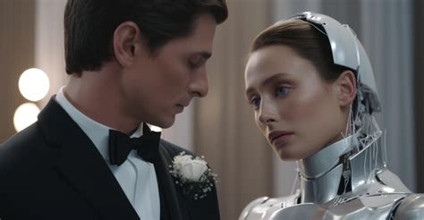 Premium Photo Man Marrying A Robot