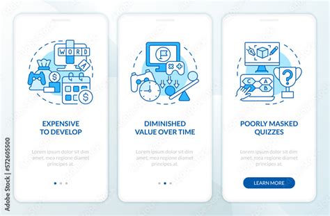 Gamification Cons In E Learning Blue Onboarding Mobile App Screen