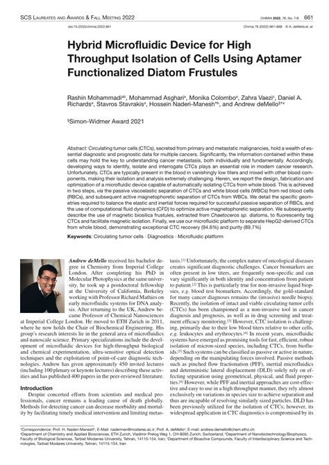 Pdf Hybrid Microfluidic Device For High Throughput Isolation Of Cells